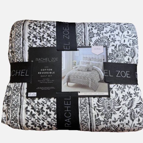 Rachel Zoe | Bedding | New 3pc Rachel Zoe Paisley Floral Boho King ...
